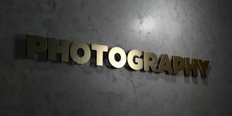 Photography Gold Text On Black Background 3d Rendered Royalty Free