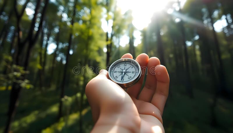 A Person Holding a Compass in Their Hand Stock Illustration ...