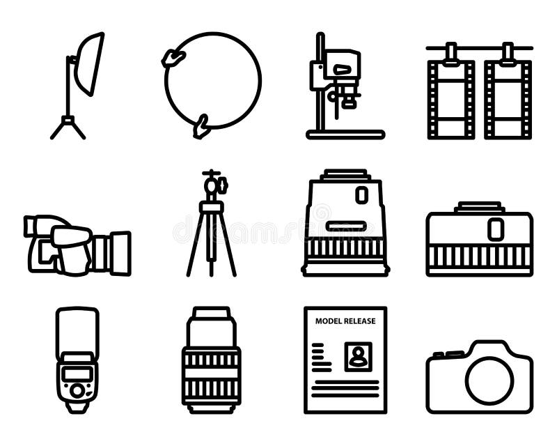 Photography icon set stock illustration. Illustration of macro - 76955600