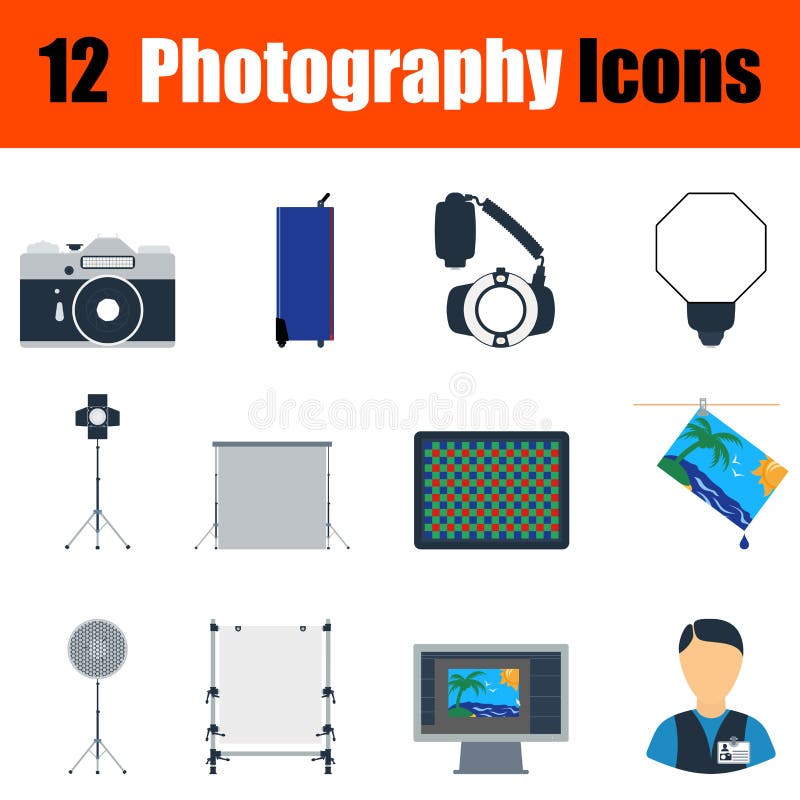 Photography icon set stock vector. Illustration of frame - 70486505