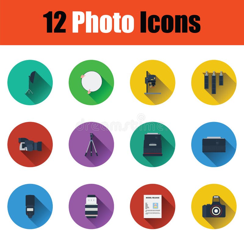 Photography icon set stock illustration. Illustration of macro - 76955600