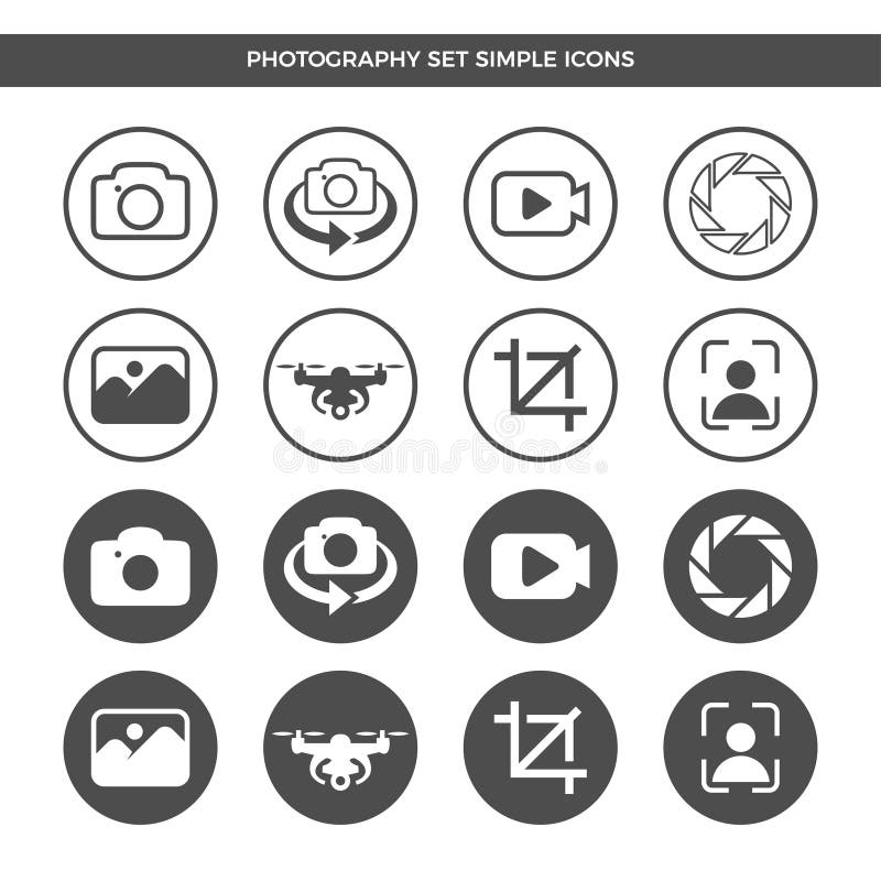 Photography Icon Symbol Design Set Stock Vector - Illustration of video ...