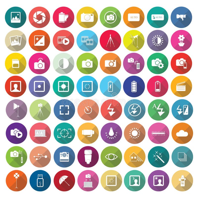 Photography Icons in Flat Design Stock Vector - Illustration of ...