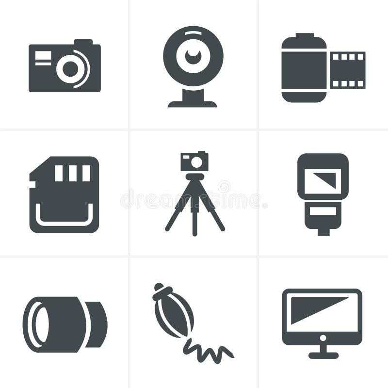 Photography Icons Set stock illustration. Illustration of printer ...