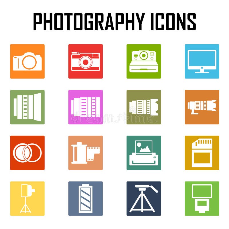 Photography icons stock vector. Illustration of format - 70230656
