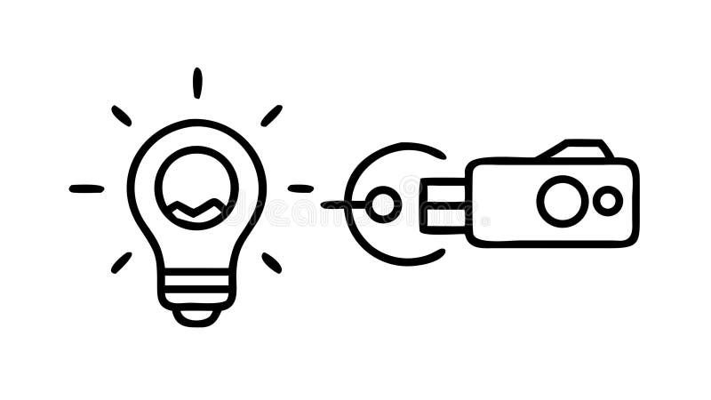 Photography Idea Lightbulb, Creative Visual Concept, Vector Design ...