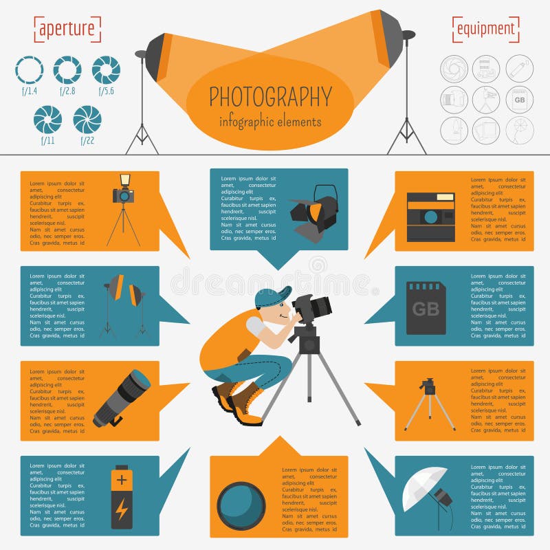 Photography Infographics Set Stock Vector - Illustration of document ...
