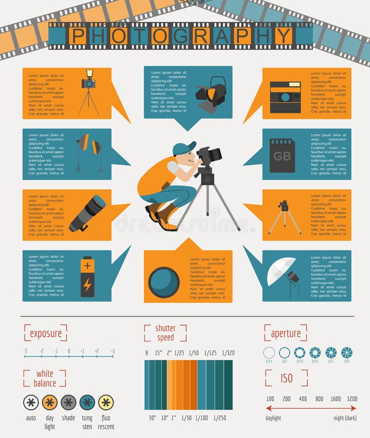 Photography Infographics Set Stock Vector - Illustration of document ...