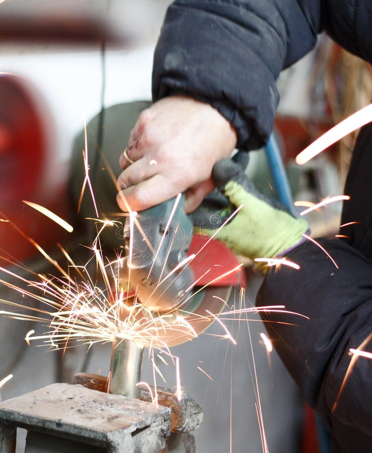 Iron Cutting Machine and Employee Stock Image - Image of iron, metal ...