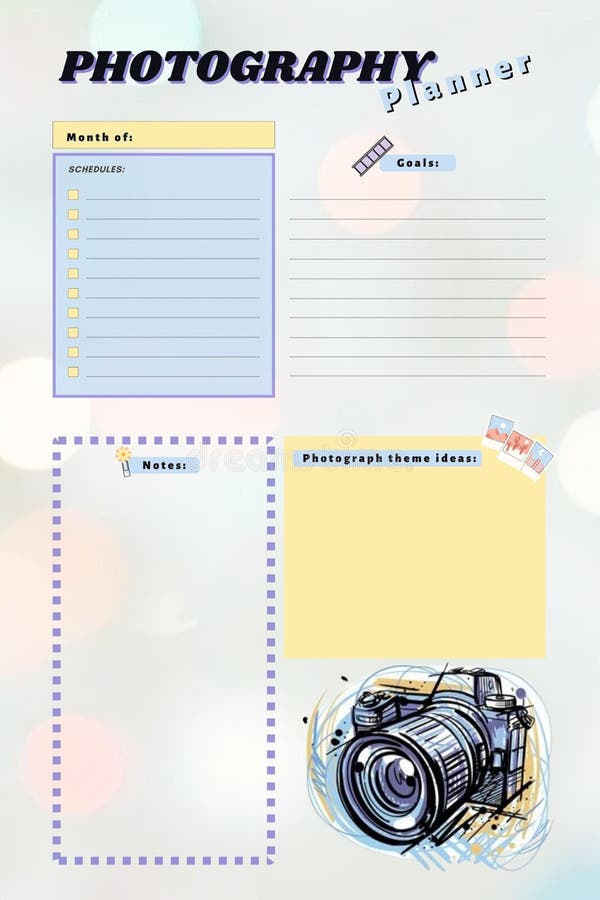 Photography Planner Digital Printable Blank Template Insert Stock ...