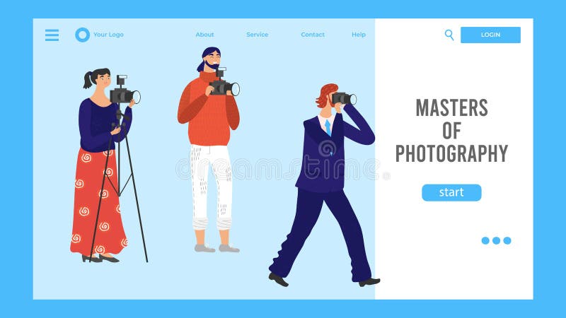 Photography School Website Design, Advanced Level Course, Vector ...