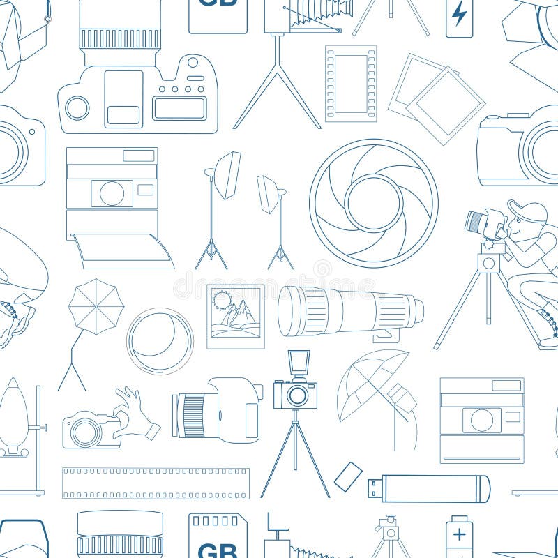 Camera and equipment icons stock illustration. Illustration of ...