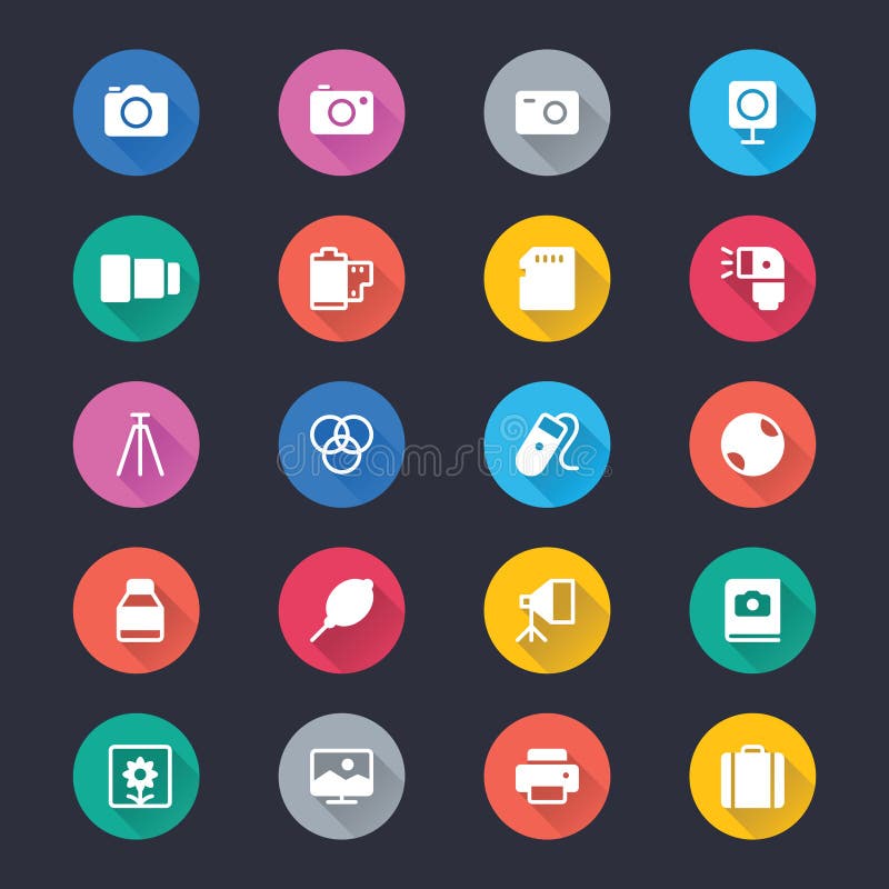 Photography Simple Color Icons Stock Vector - Illustration of color ...
