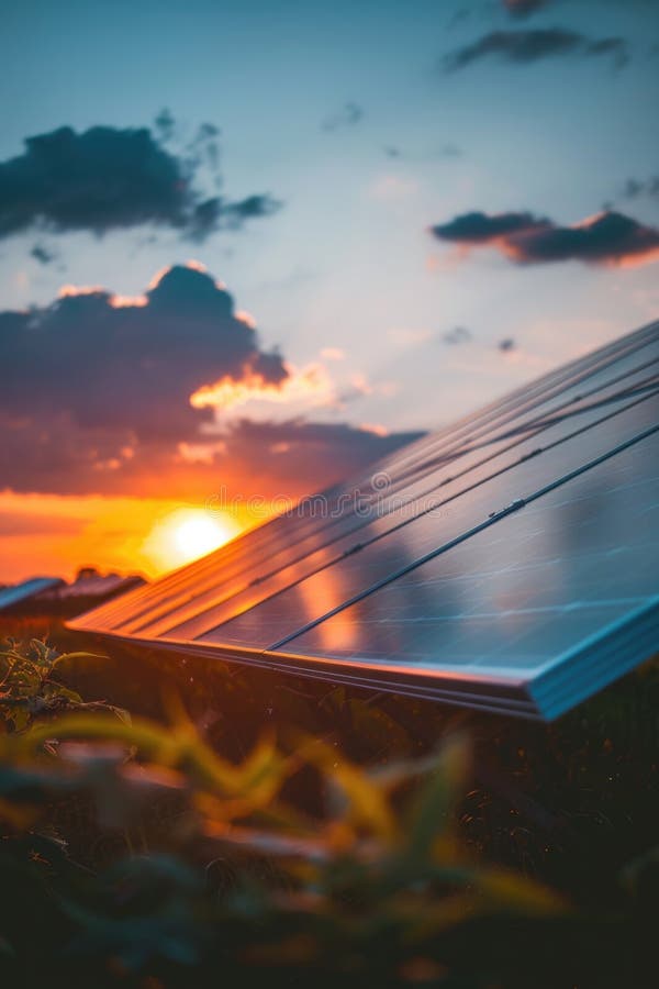Photography of a Solar Panel during Sunset with the Sun Shining in the ...