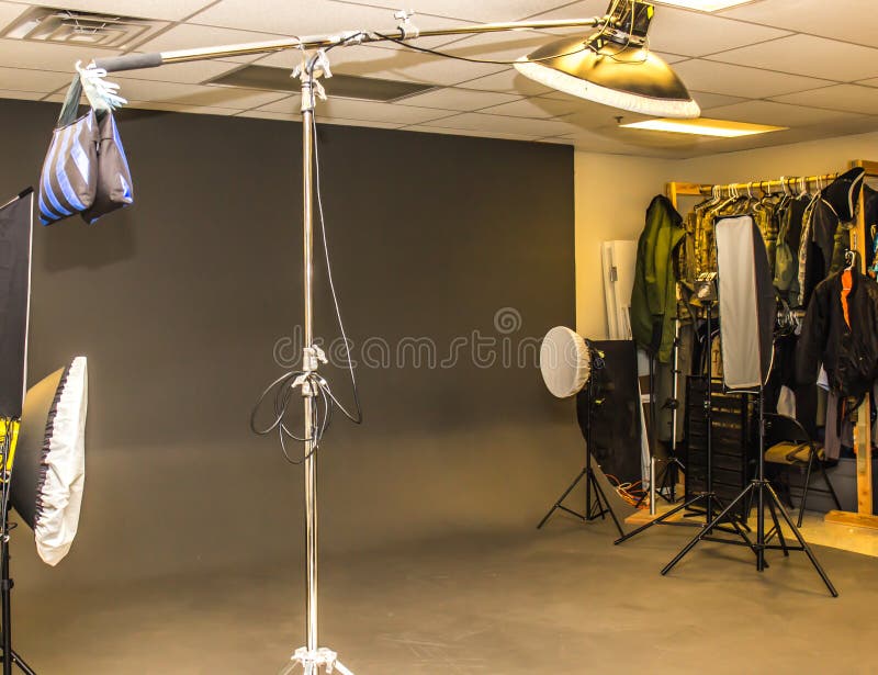 Photography Studio with Backdrop and Lighting Stock Photo - Image of ...