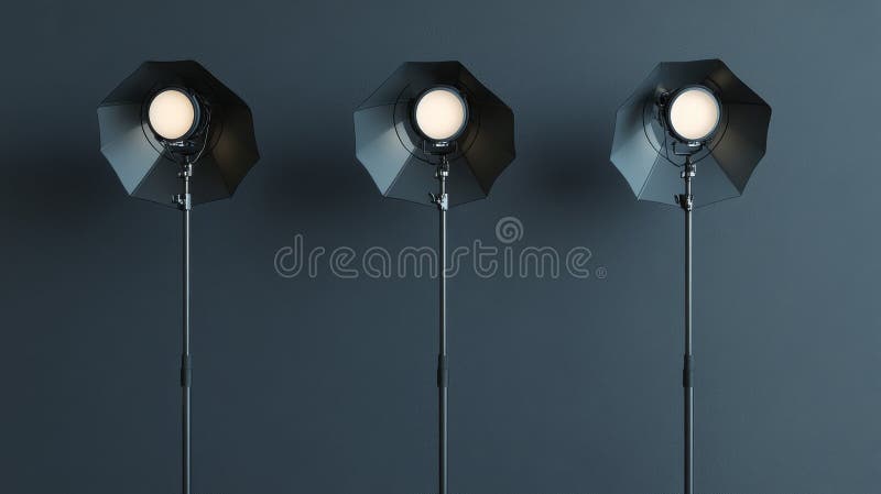 Photography Studio with Black Camera and Lighting Setup Stock Photo ...