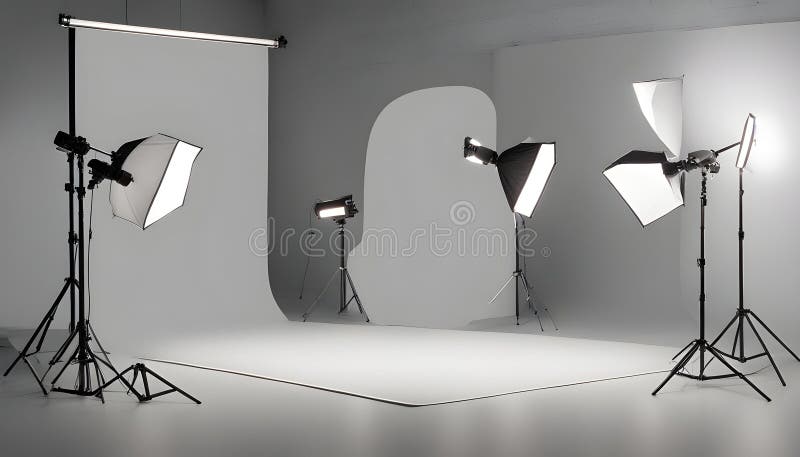 Photography Studio with a Light Set-up and Backdrop Stock Illustration ...