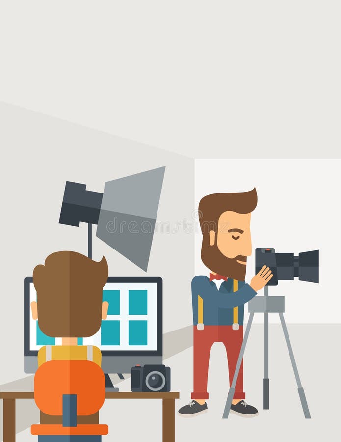 Photography Studio with a Light Set Up and White Stock Vector ...