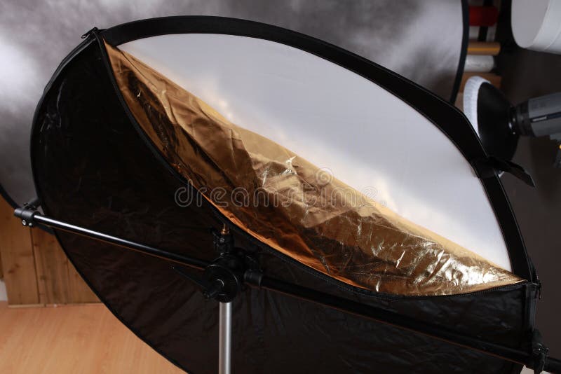 Photography Studio Lighting Reflector Disc Stock Image - Image of ...