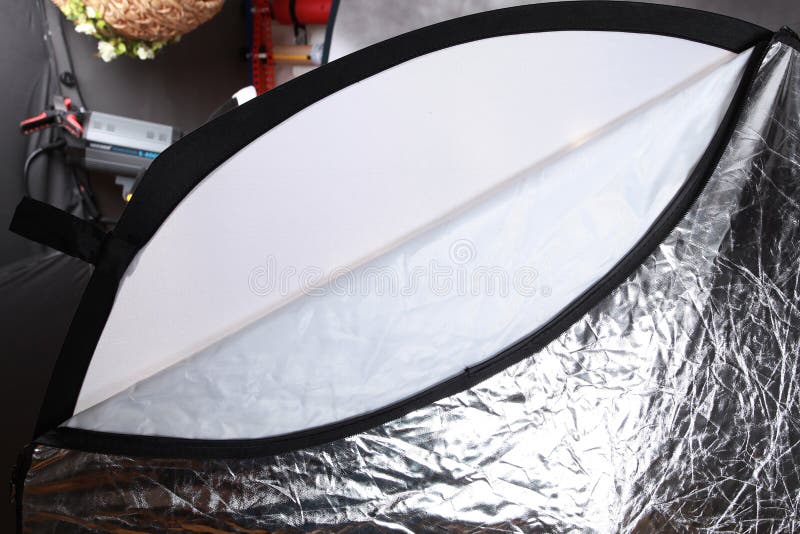 Photography Studio Lighting Reflector Disc Stock Image - Image of ...