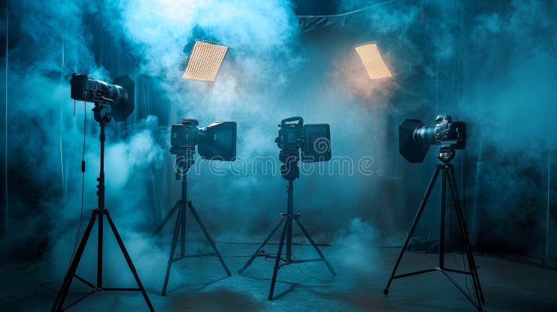 Photography Studio Setup with Equipment and Smoke Effects Stock Image ...