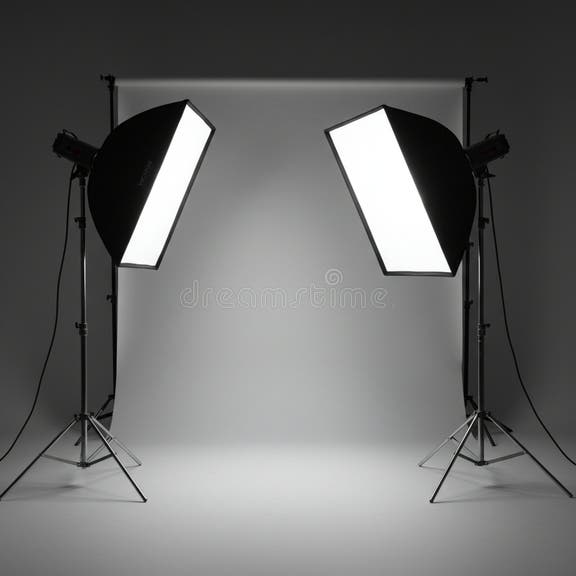 Photography Studio Setup Features Two Large Softbox Lights on Tripod ...