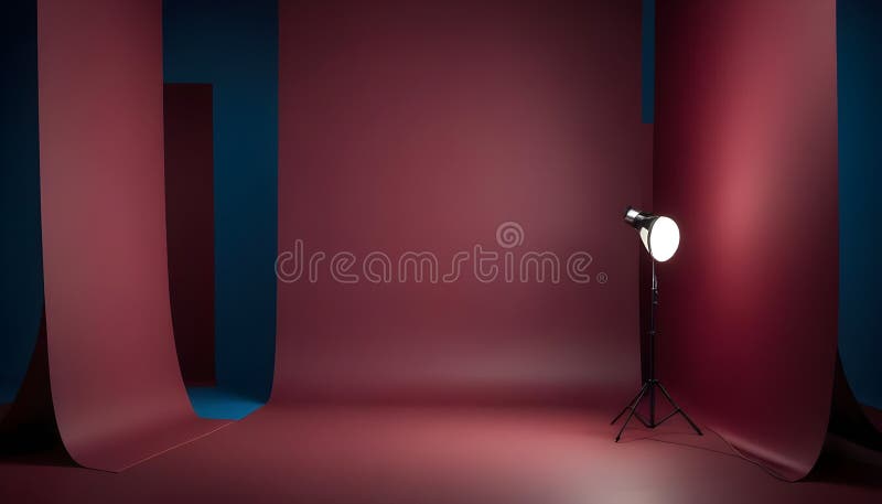 A Photography Studio Setup Featuring a Red Backdrop, a Blue Backdrop ...