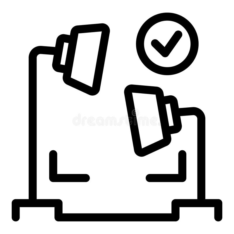 Photography Studio Setup with Lighting Equipment and Check Mark Icon ...