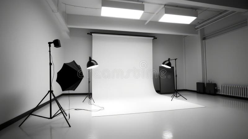 Photography Studio Setup for Model Shoots with Lighting Set and White ...