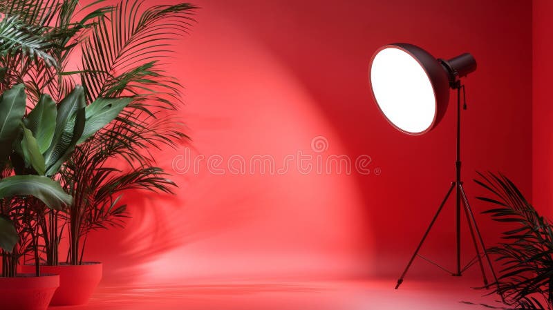 Photography Studio Setup with Red Lighting Stock Photo - Image of ...
