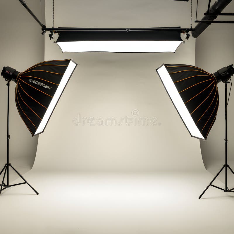 Photography Studio with Softbox Lighting and Clean White Backdrop Stock ...