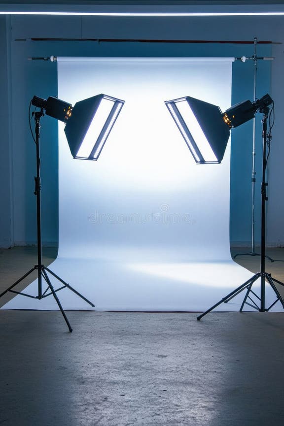 Photography Studio Softbox Lighting Setup Illuminating White Backdrop ...