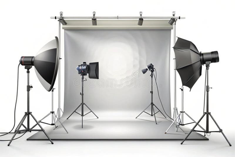 Photography Studio Vector with Soft Box Light, Camera, Tripod and ...