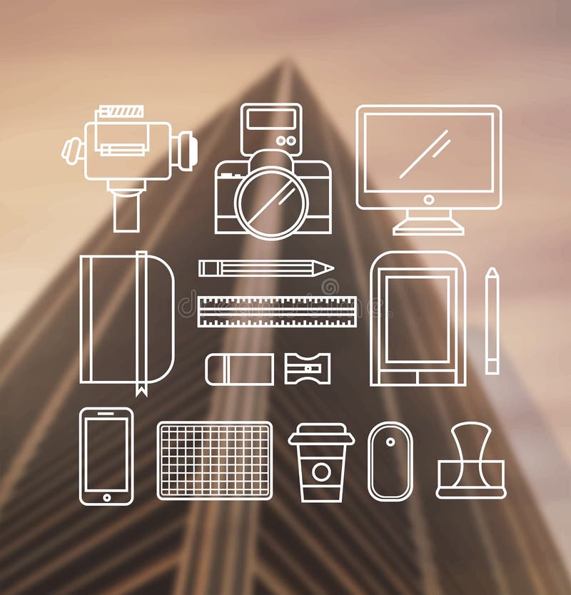 Photography Tools Outline Vector Stock Vector - Illustration of ...