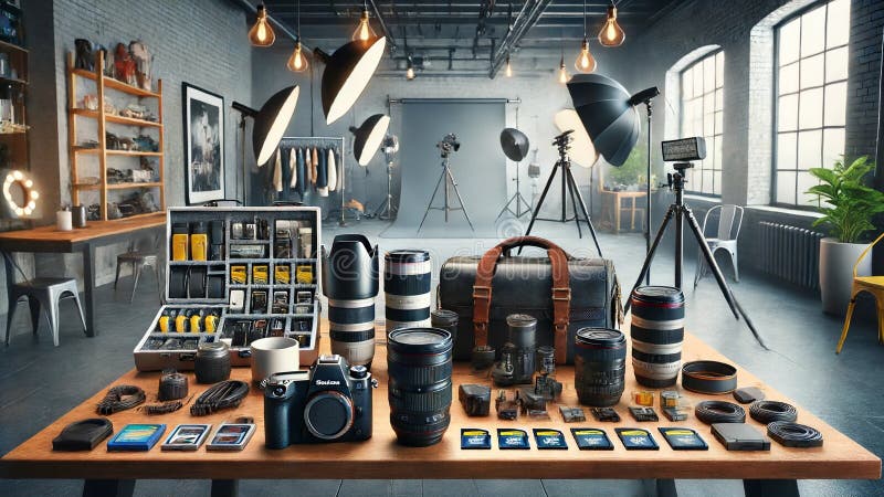 Photography Tools on a Studio Table Stock Illustration - Illustration ...