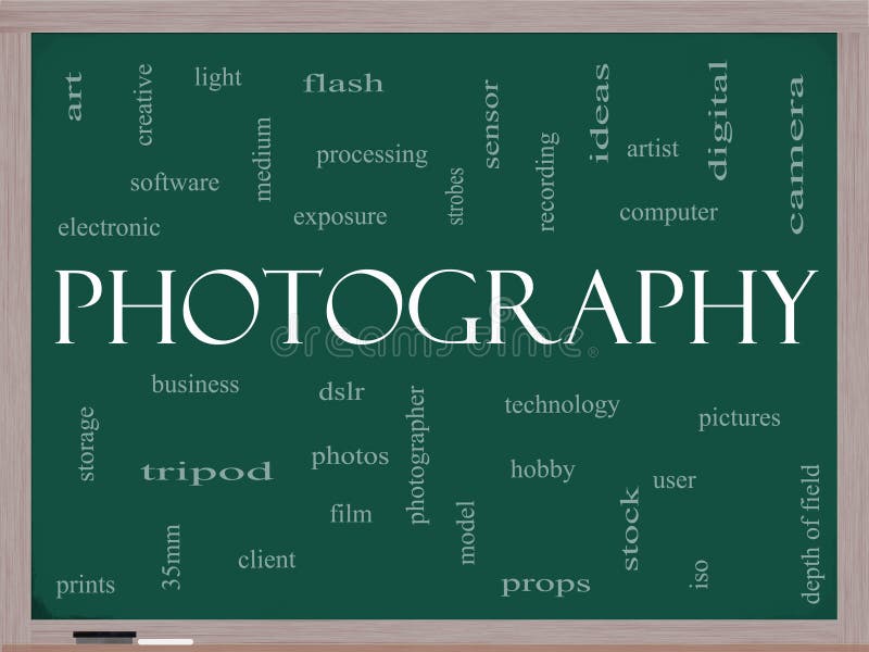 Photography Word Cloud Concept on a Blackboard Stock Illustration ...