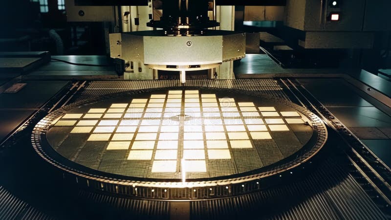 A Photolithography Machine in Action Projecting Light Patterns Onto a ...