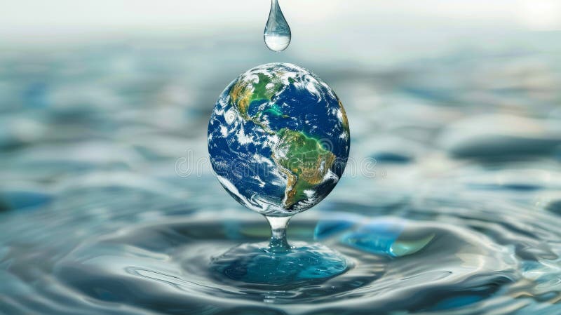 A Photomontage that Depicts the Earth Inside a Drop Stock Photo - Image ...