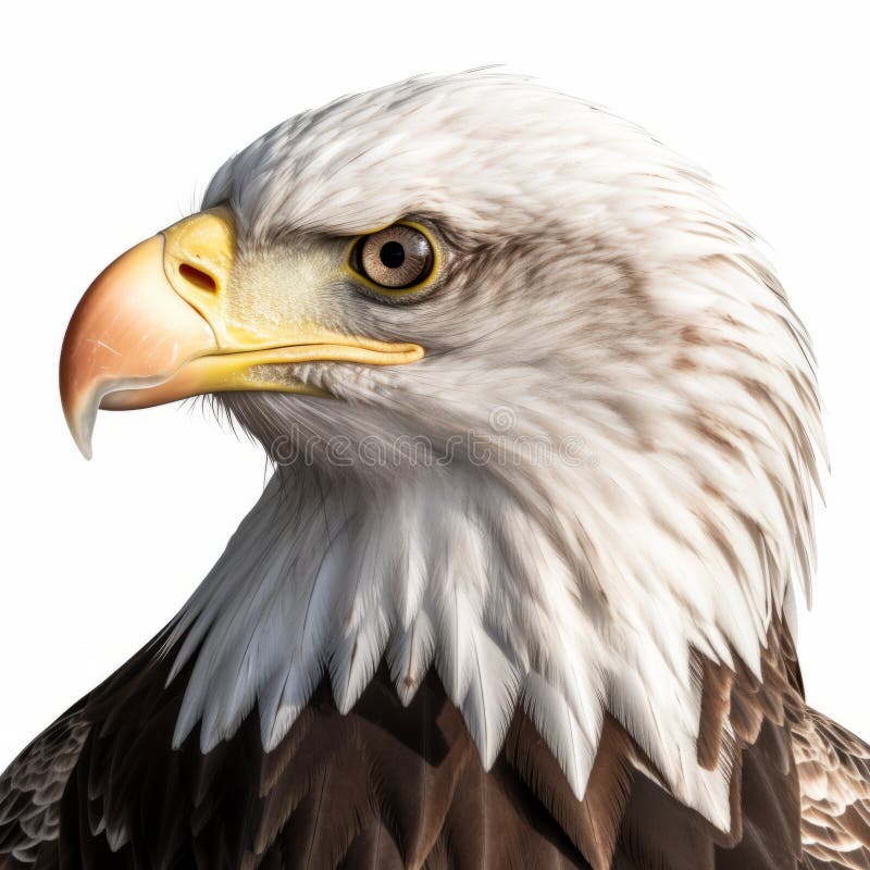 Photorealistic Bald Eagle Head Rendering on White Background Stock ...