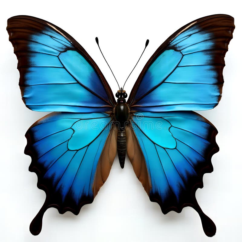 Photorealistic Blue Butterfly with Gradient Black Wing Tips and Dark ...