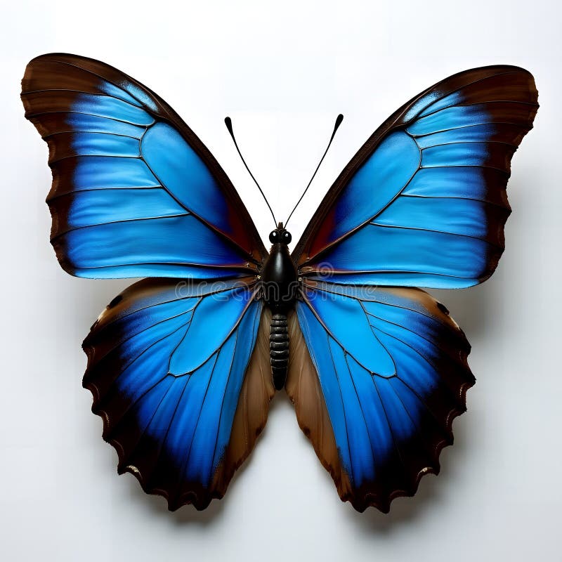 Photorealistic Blue Butterfly with Gradient Black Wing Tips and Dark ...