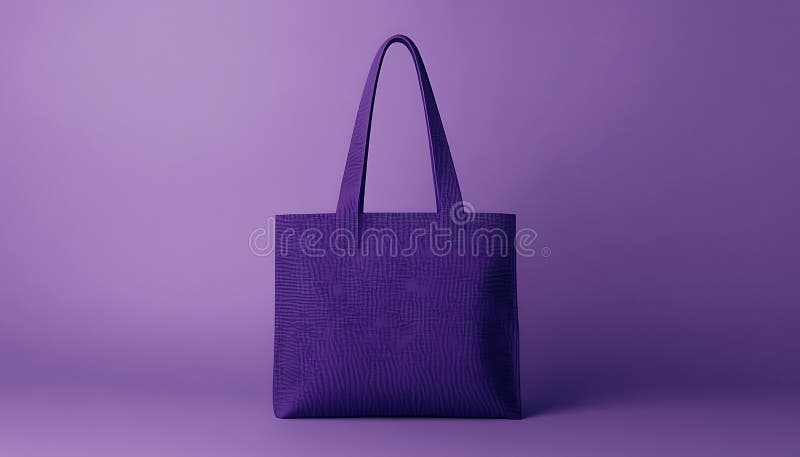 A Photorealistic and Bold Violet Tote Bag Isolated on a Muted Purple ...