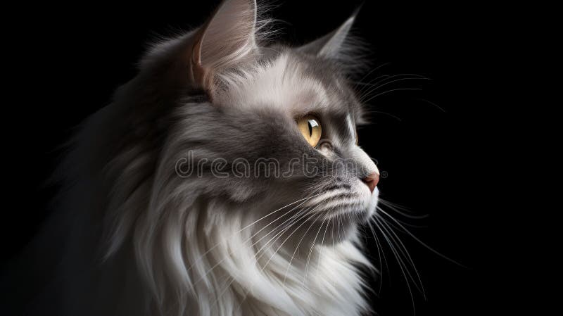 Photorealistic Cat Focus Close Up with Plain Background Generative Ai ...