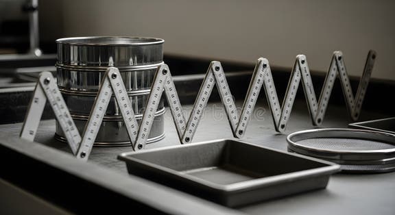 Folding Ruler Joints in Soil Lab with Sieve Stack and Metal Pans ...