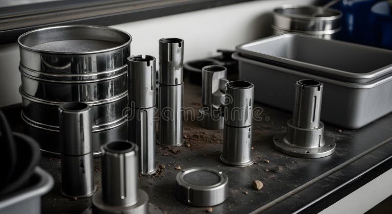 Inclinometer Casing Sections and Caps within Soil Lab Bench with Sieve ...