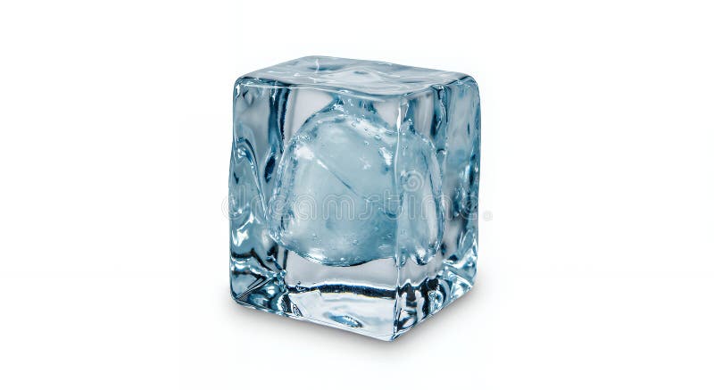 Photorealistic Clear Ice Cube on White Background Stock Illustration ...