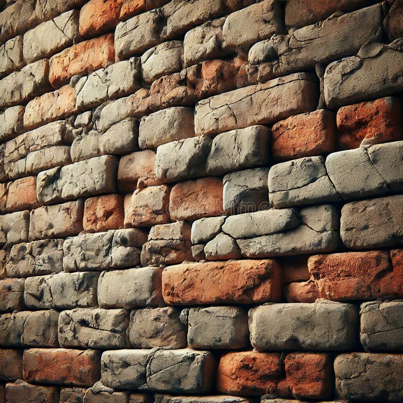 Close-up of an Ancient Red and Grey Brick Wall, with Soft Lighting ...