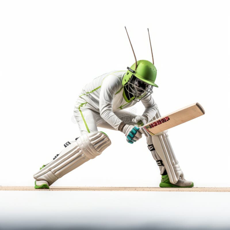 Photorealistic Cricket Man in Green with Unique Character Design Stock ...