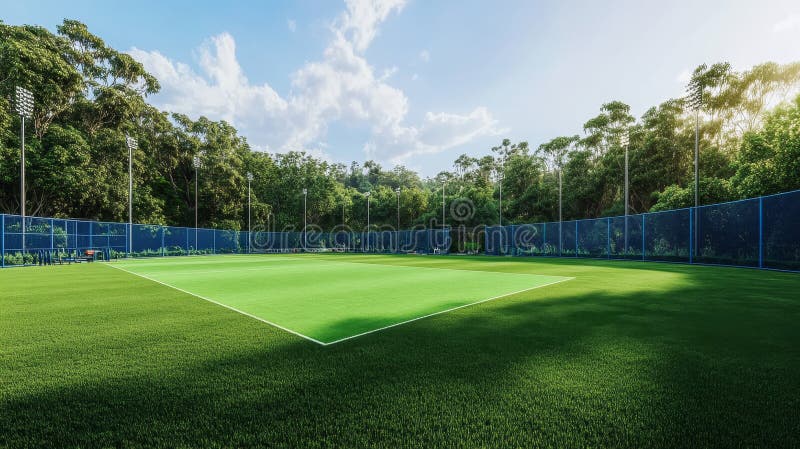 Photorealistic Cricket Net Practice Facility Surrounded by Lush ...