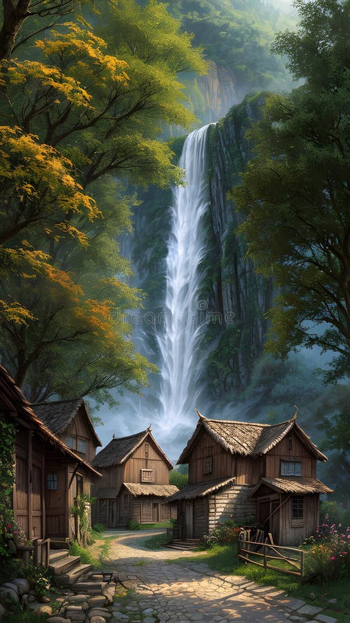 Photorealistic 3d Illustration of an Village Environment in a Scenic ... Photorealistic 3d Illustration of an Village Environment in a Scenic ...